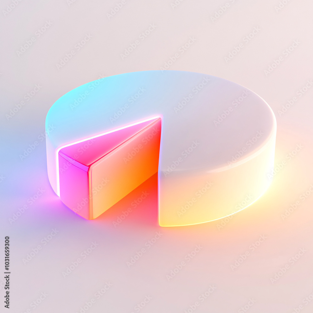 3d render of a simple pie chart with a single slice highlighting ...