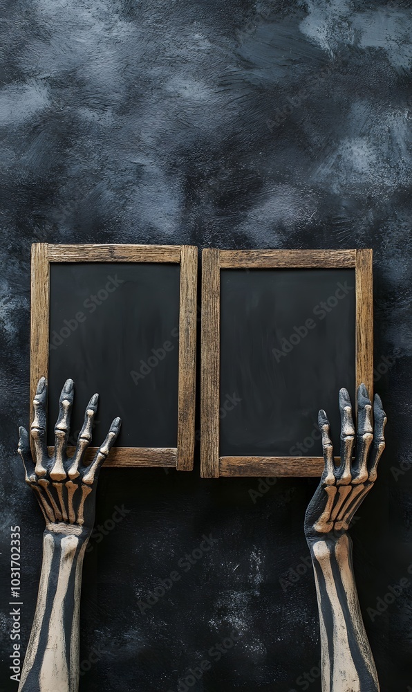 Skeleton_hand_showing_black_and_orange_balloon_letters,Set_of_witches ...