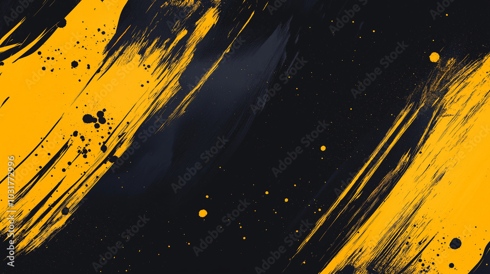 A dynamic abstract black and yellow background with brush strokes. AI generation. Stock ...