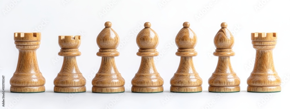 Strategic Alignment of Chess Pieces, a row of uniform chess pieces ...