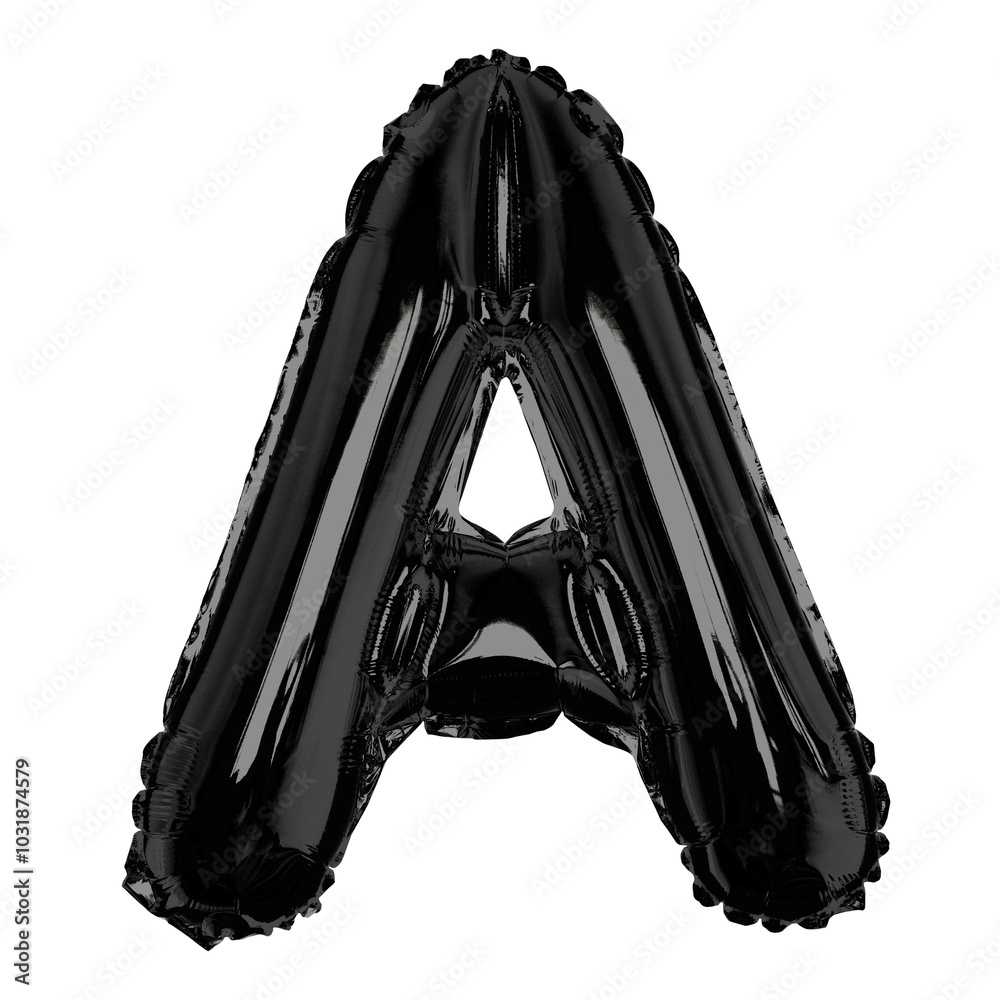 Letter A png sticker, black foil balloon alphabet, transparent ...