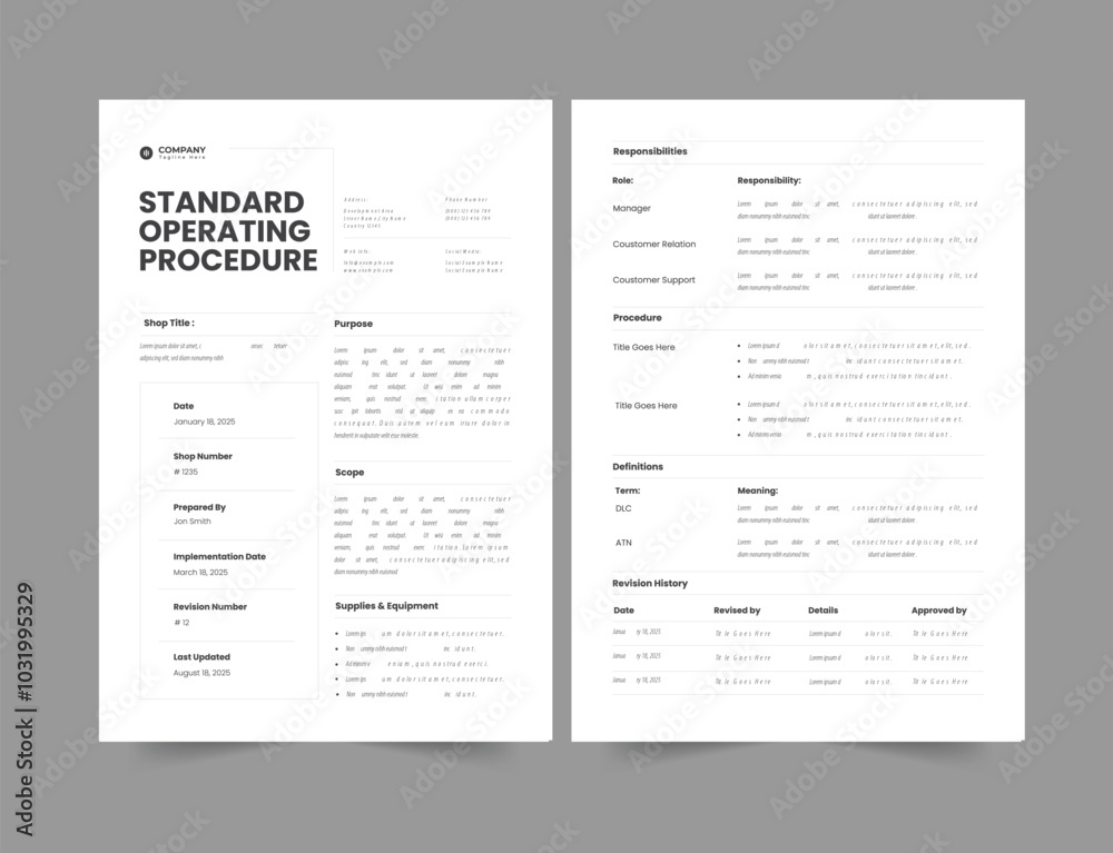 Standard operating procedure template, sop template , standard ...