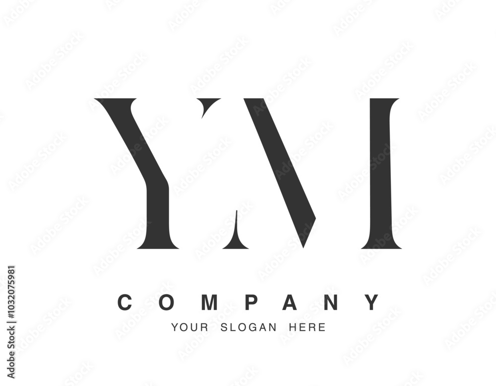 YM logo design. Initial letter y and m serif font style. Creative ...