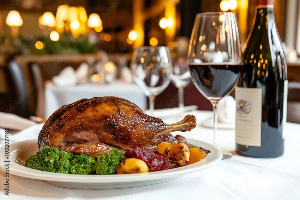 A Rich Duck Confit With Crispy Skin, Presented in an Elegant French ...