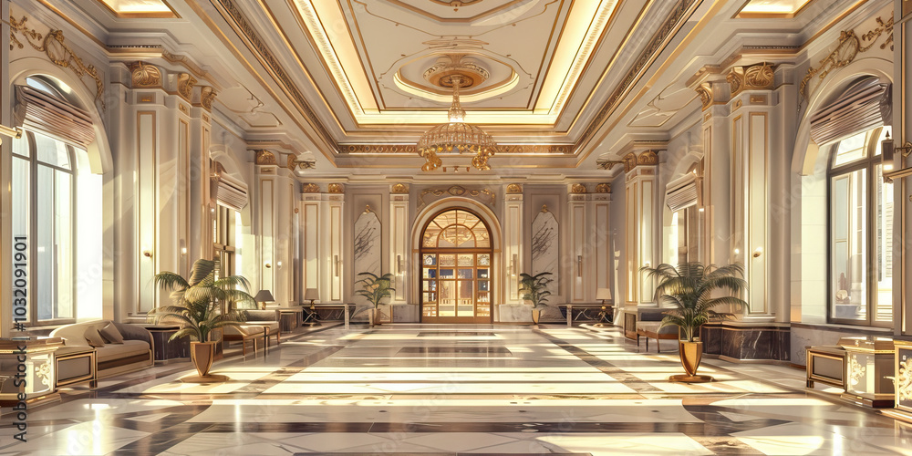 The glamorous art deco details of an old-world European bank, with its ...