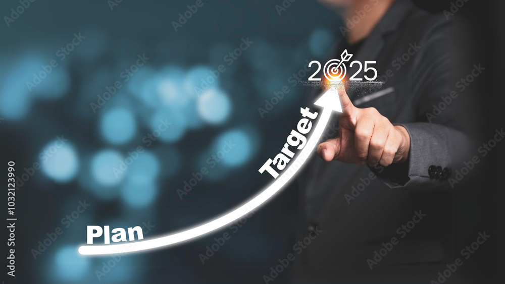 2025 Goal setting by Businessman concept with Bokeh Effect, Empty ...