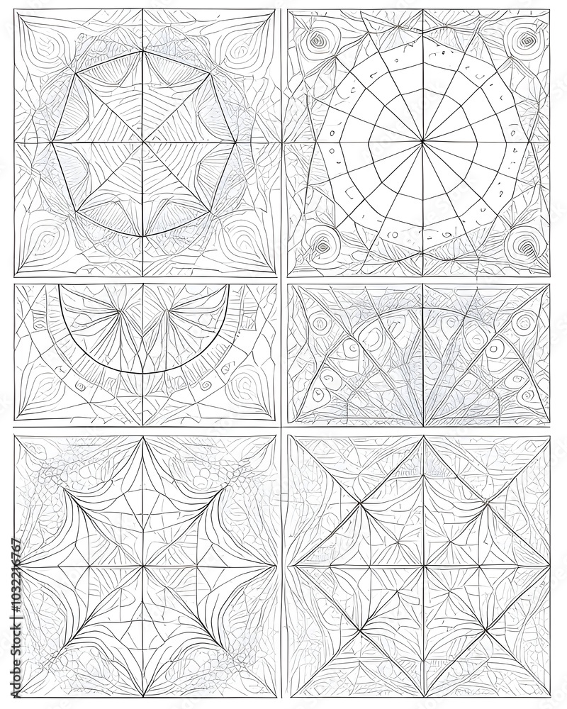 Set of abstract patterns for coloring book. Black and white vector ...
