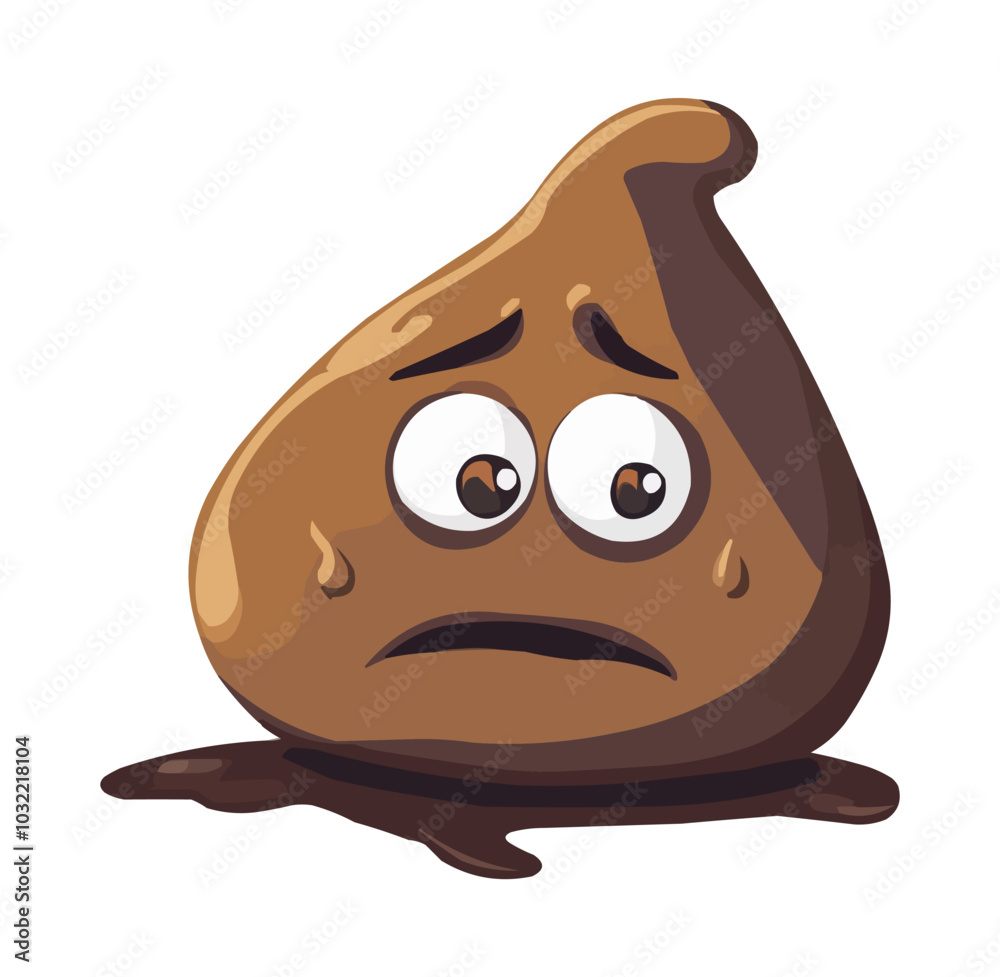 Cartoon poop emoji. Funny poo excrement character. Isolated vector sad ...