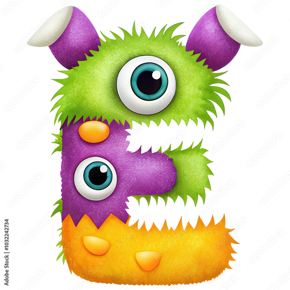 Letter E Monster Alphabet Letters Numbers with Cute Colorful Characters ...