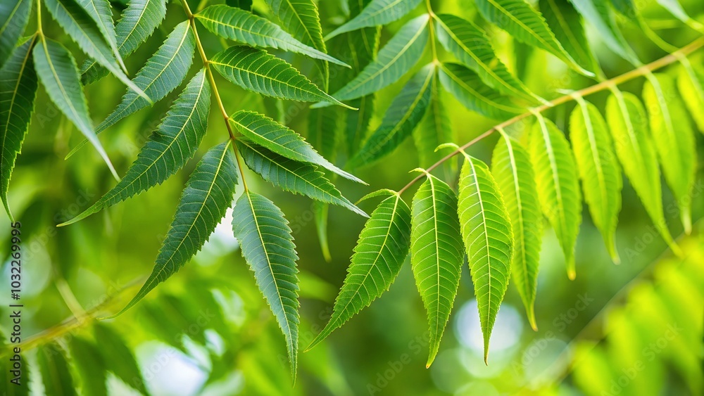 Neem leaves on the tree close up photo, herbal leaf, neem leaf ...