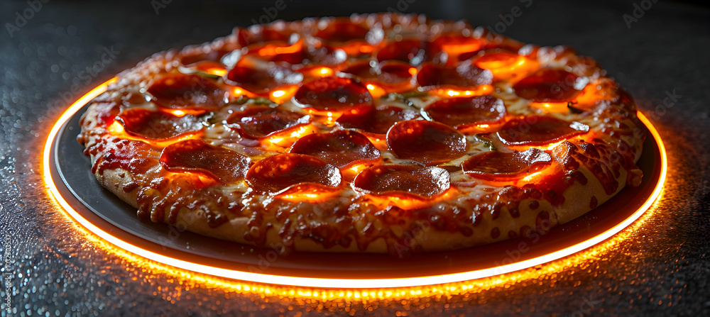 Gourmet pepperoni pizza with spicy Italian sausage and roasted red ...