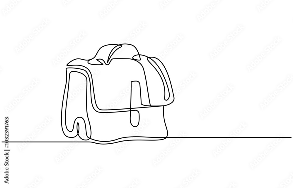 Briefcase as one line continuous outline vector illustration. Line art ...
