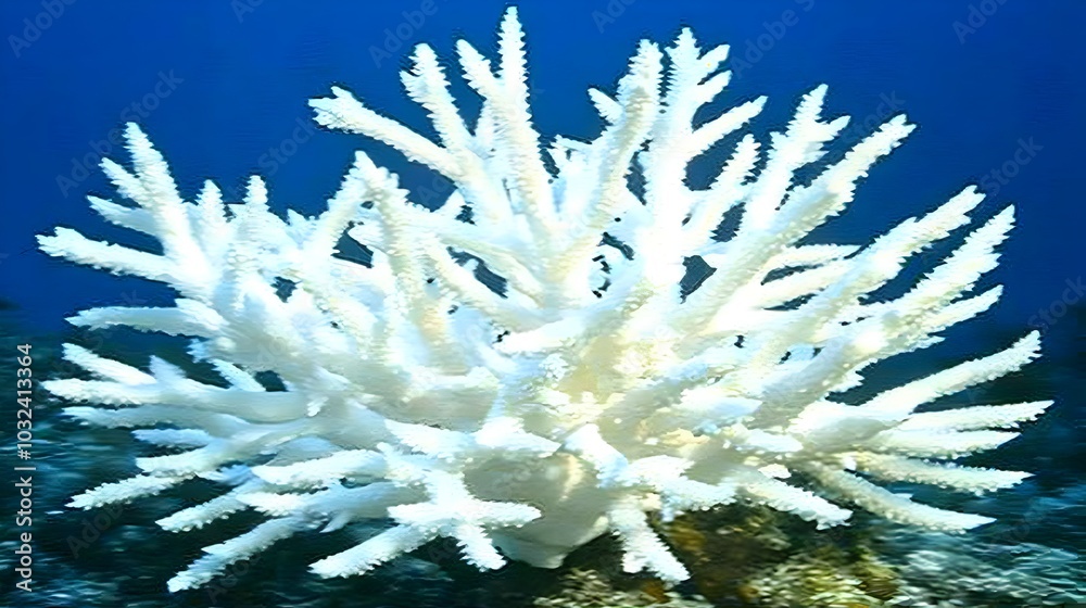 Coral Reef Bleached Due to Ocean Acidification Highlighting the ...
