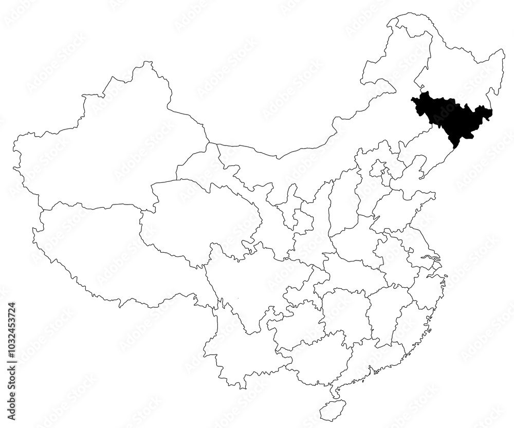 Map of jilin province in China country on white background. single ...