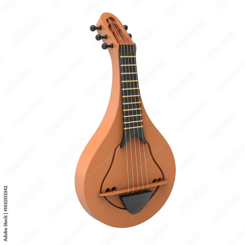 PNG mandolin 3d icon, cartoon style minimal on transparent, isolate on ...