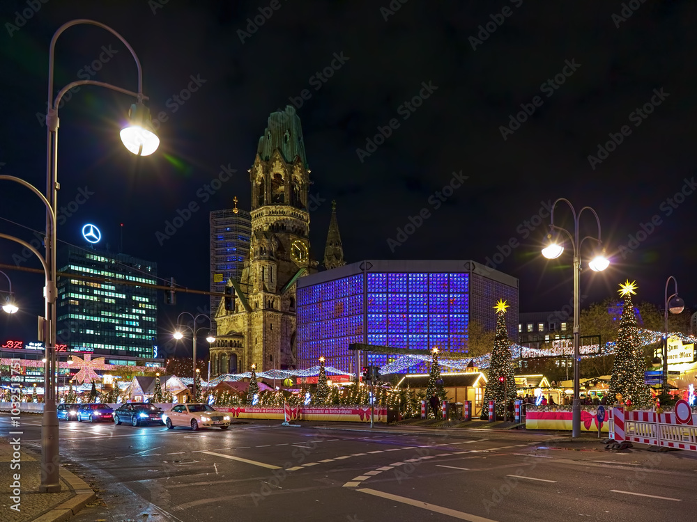 Berlin, Germany. Christmas market at Breitscheidplatz square around the ...
