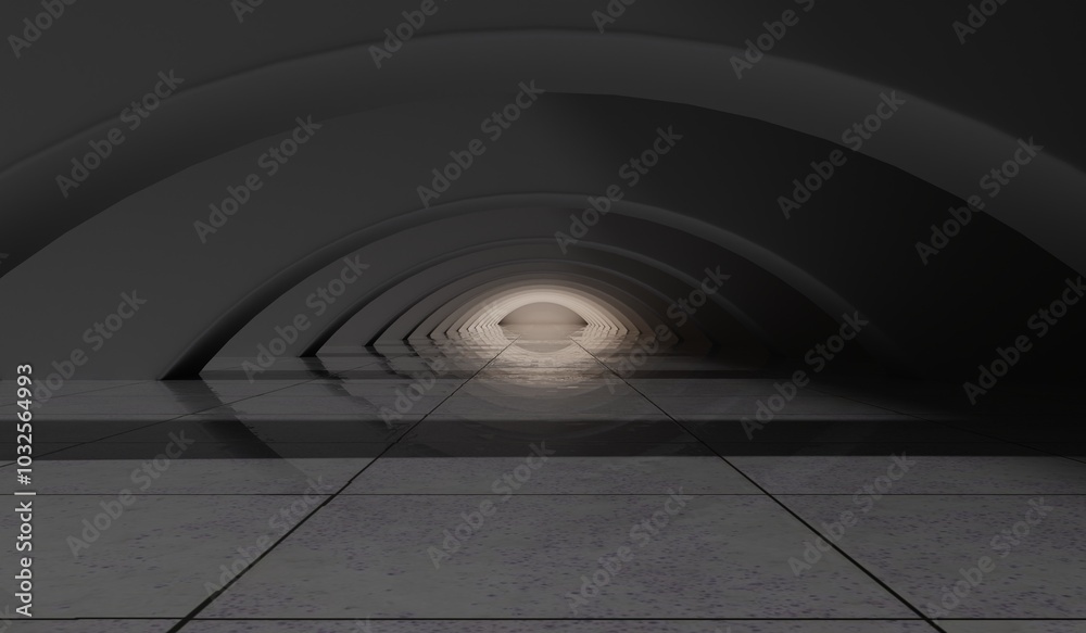 Archway, Empty corridor with many arches in perspective view, Abstract ...