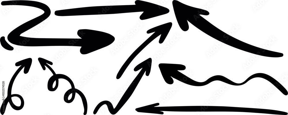 Arrows vector set – abstract arrow designs including swirls, loops ...