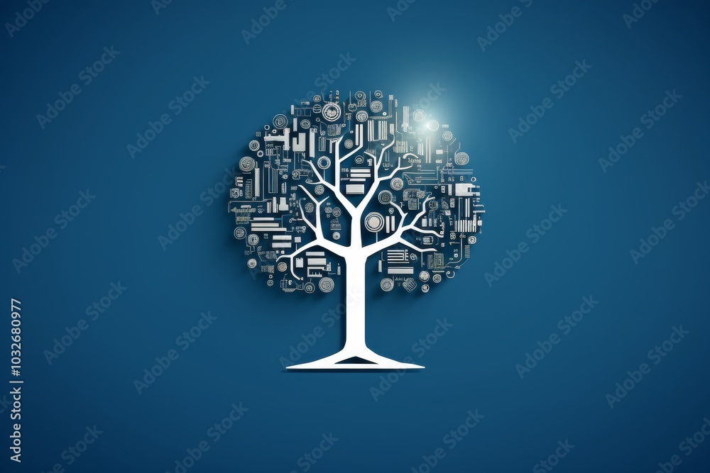 Detailed schematic representation of a tree structure for educational ...