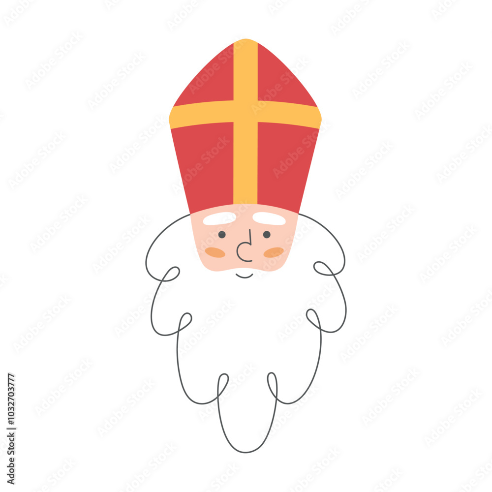 Sinterklaas or Saint Nicholas face. Hand drawn character. Winter ...