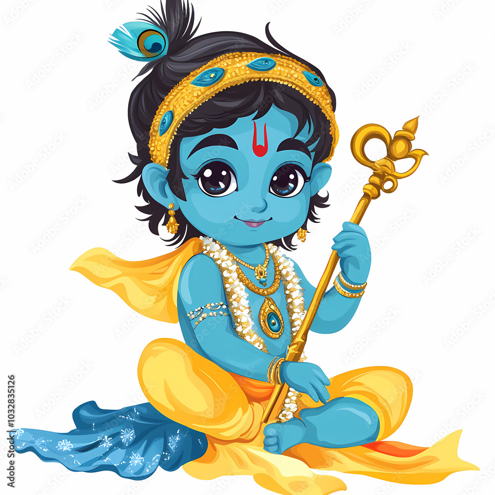 Adorable Baby Krishna Illustration: A sweet and charming illustration ...