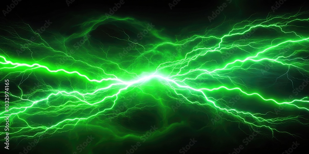 Green Neon Lightning Effect Transition Element in Abstract Documentary ...