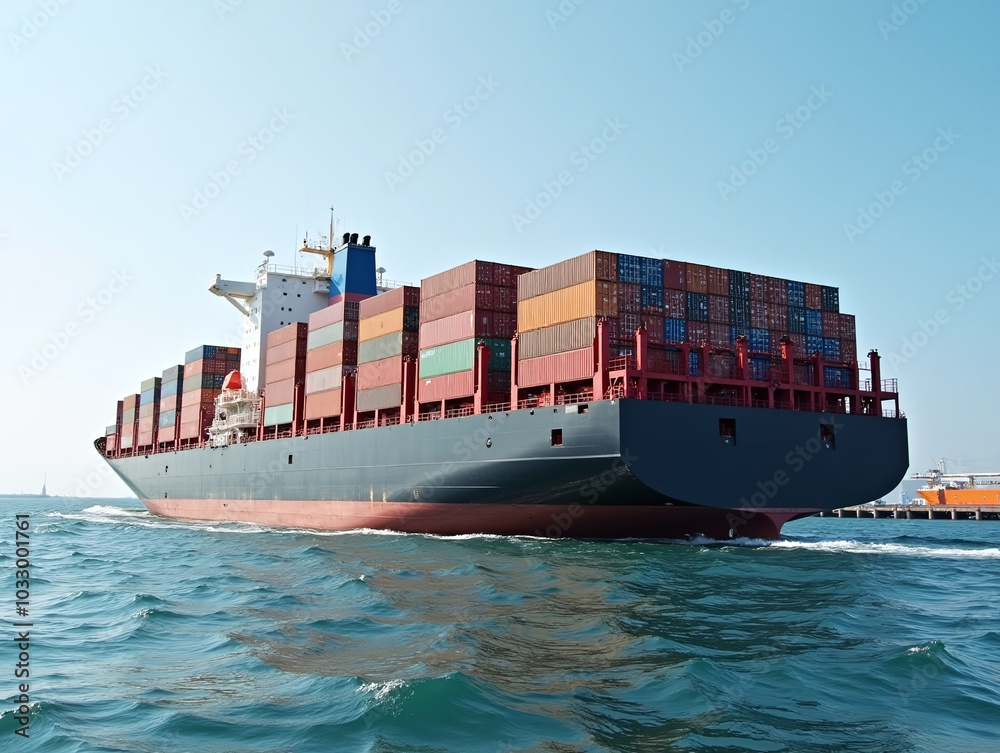 cargo container ship. Business logistic transportation sea freight ...