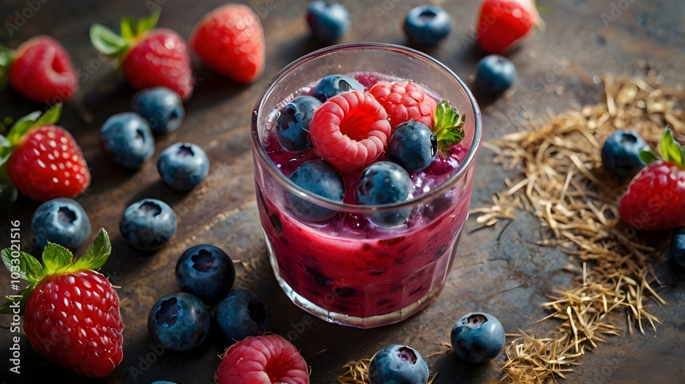Chilled berry blast drink with a mix of strawverry Stock Photo | Adobe ...