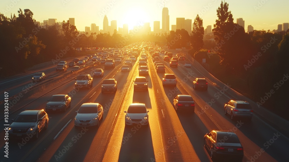 Capturing freeway rush hour, dash cam on windshield, cars moving in ...