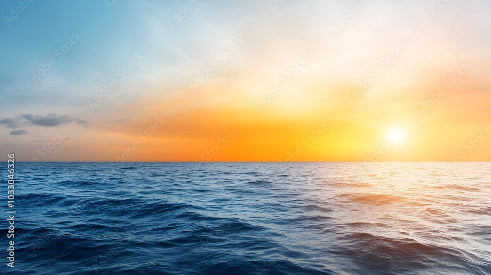 Breathtaking ocean sunset coastal landscape with a split complementary ...