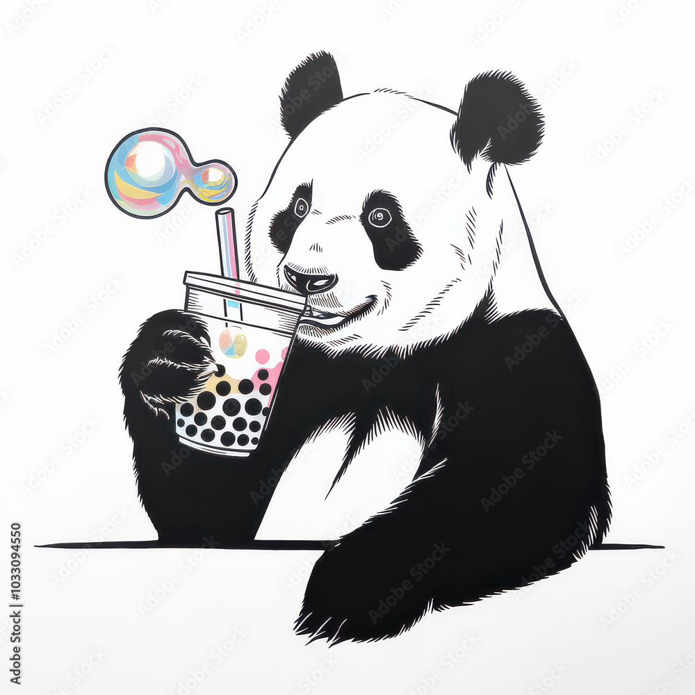 Panda Bubble tea Pandas Animal Boba Tapioca Panda Bubble Tea Boba ...