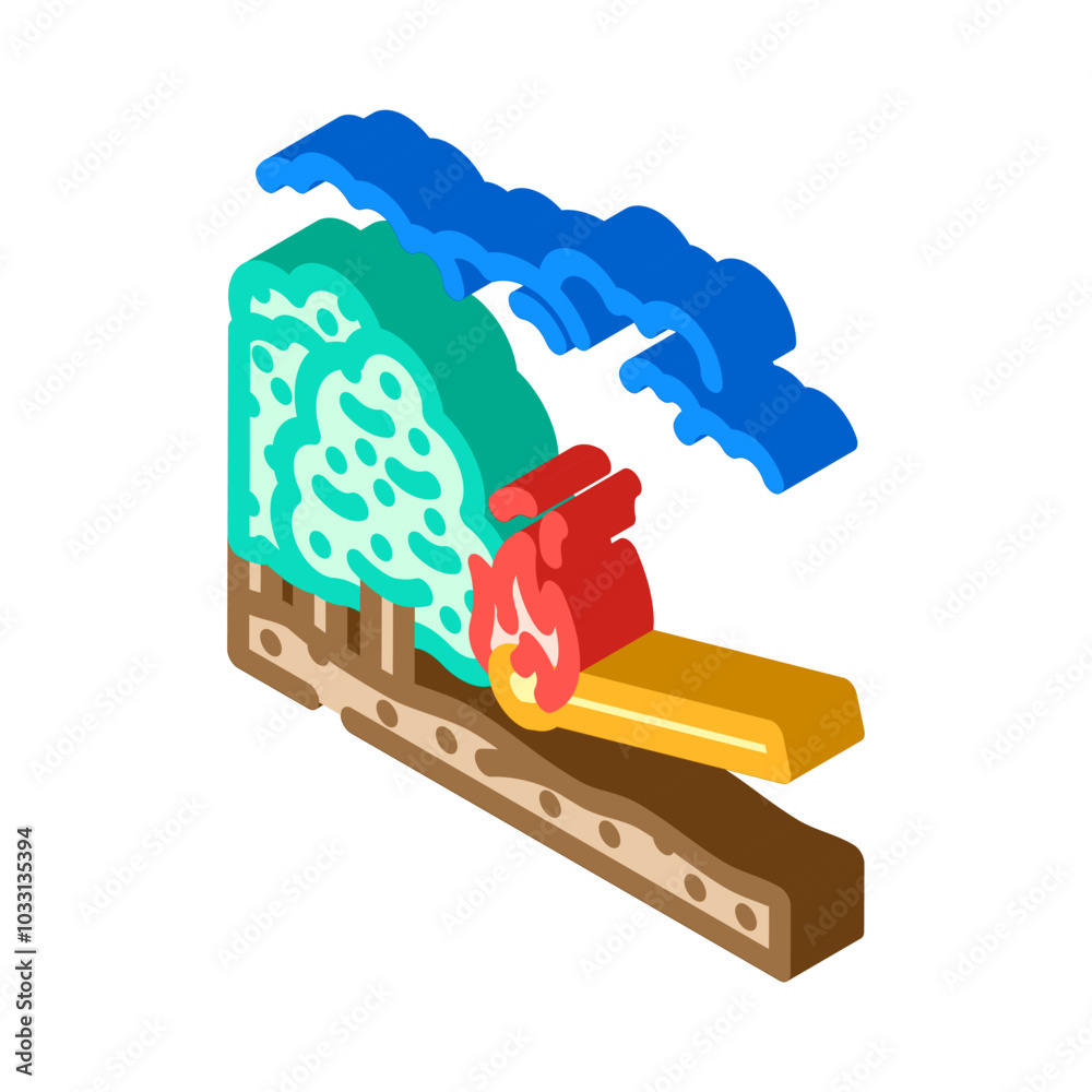 arson forest wildfire disaster isometric icon vector. arson forest ...