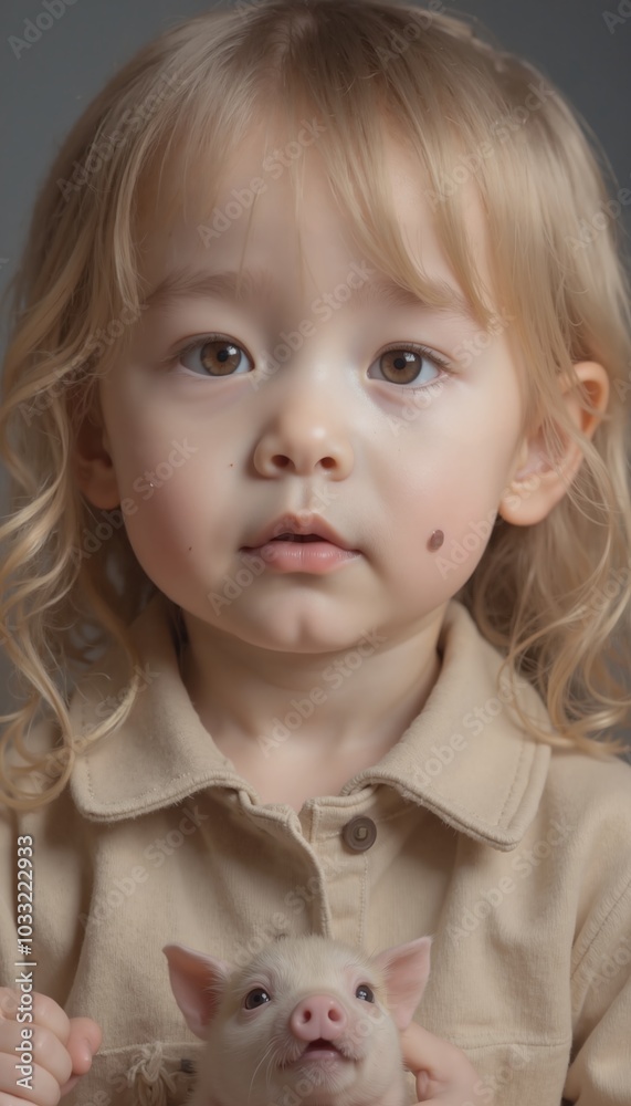 zoe - Curious Young Girl with Ladybug on Cheek, Embodying Childhood ...