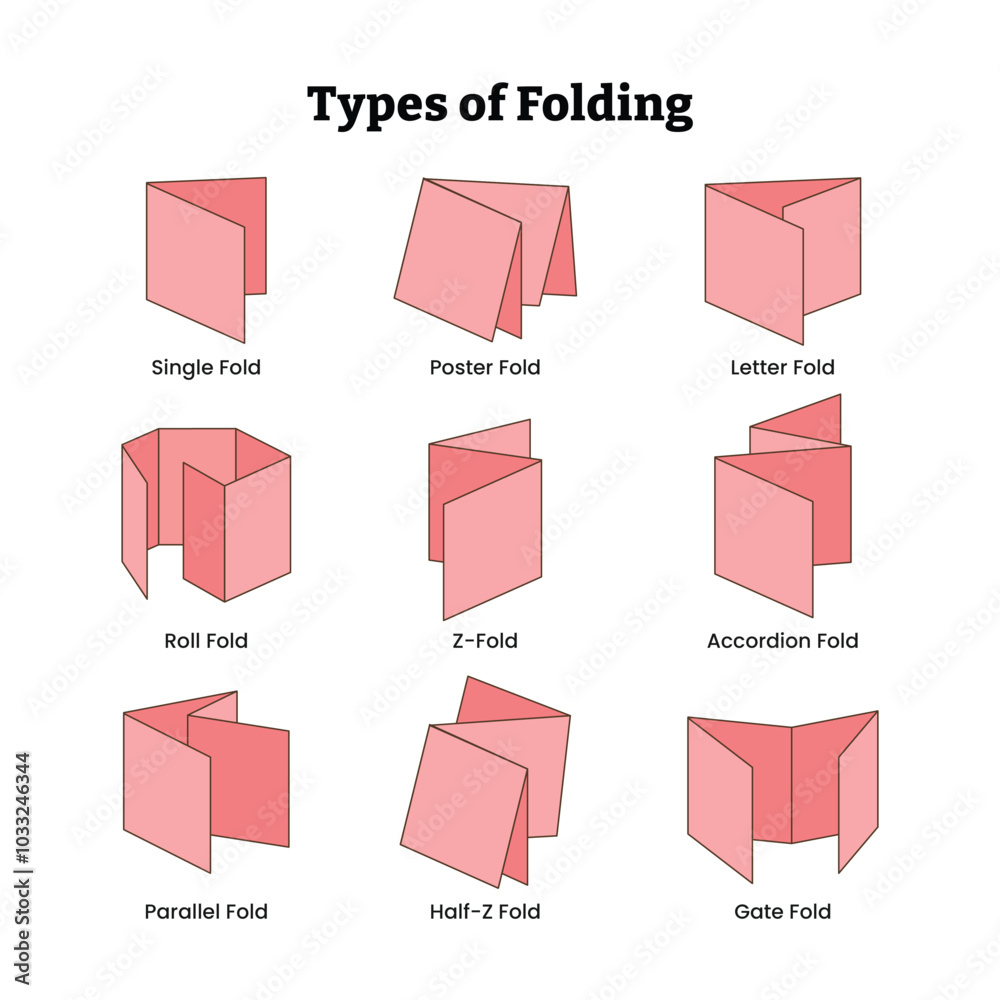 Different types of folding paper set collection with single fold ...