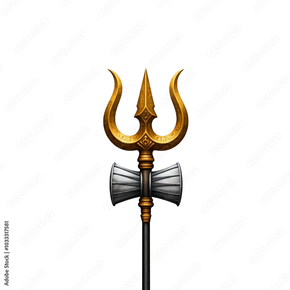 Trishula, Trishul, the symbol of Lord Shiva.PNG FILE, Trident 3D Rendering Stock Photo | Adobe Stock