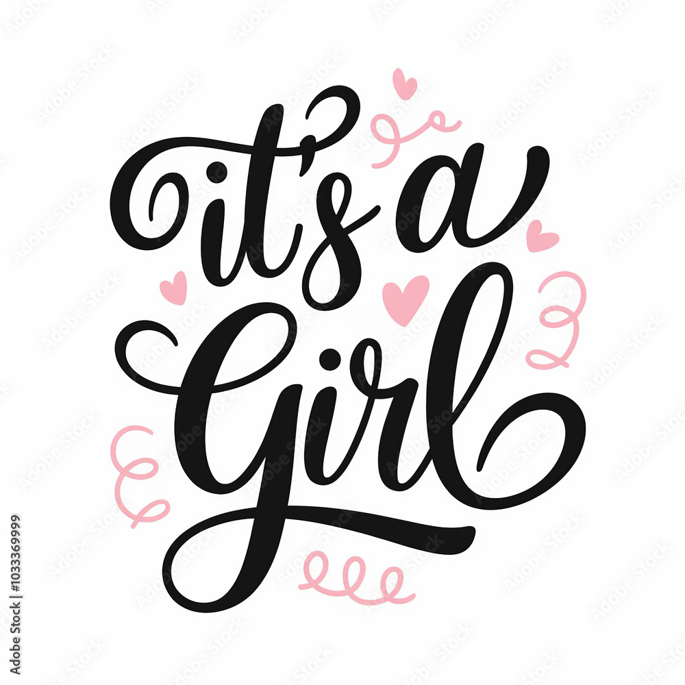 It's a girl lettering, baby shower gender reveal cards, calligraphy ...