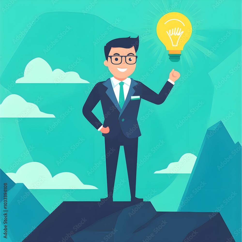 4. Visionary leadership plan flat design front view CEO presentation ...