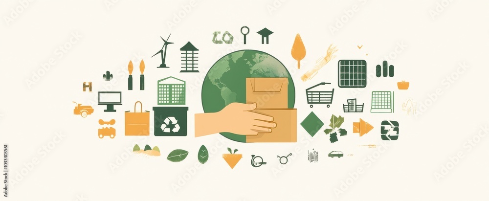 Sustainability icon set depicting elements of eco-friendly living ...