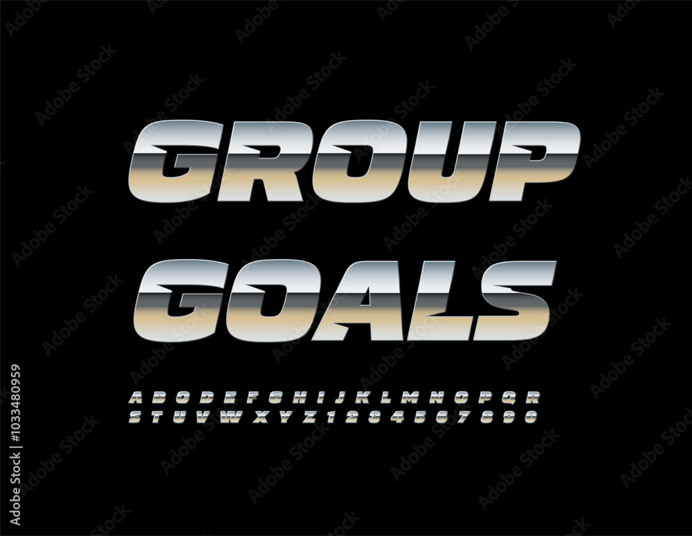 Vector trendy icon Group Goals. Stylish Silver Font. Modern Metallic ...