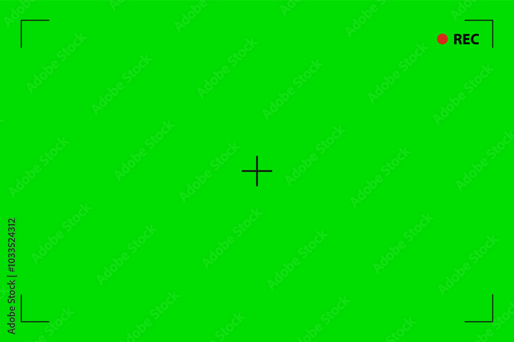 Green screen chroma key background, viewfinder camera frame, video film ...