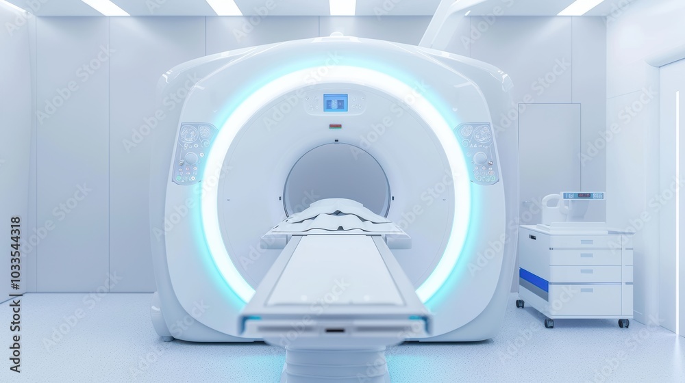 State-of-the-art MRI machine stands ready in pristine medical facility ...