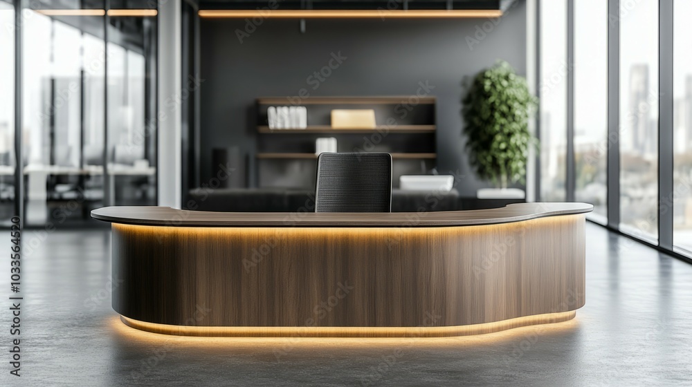 Modern office reception desk. Contemporary reception desk with sleek ...