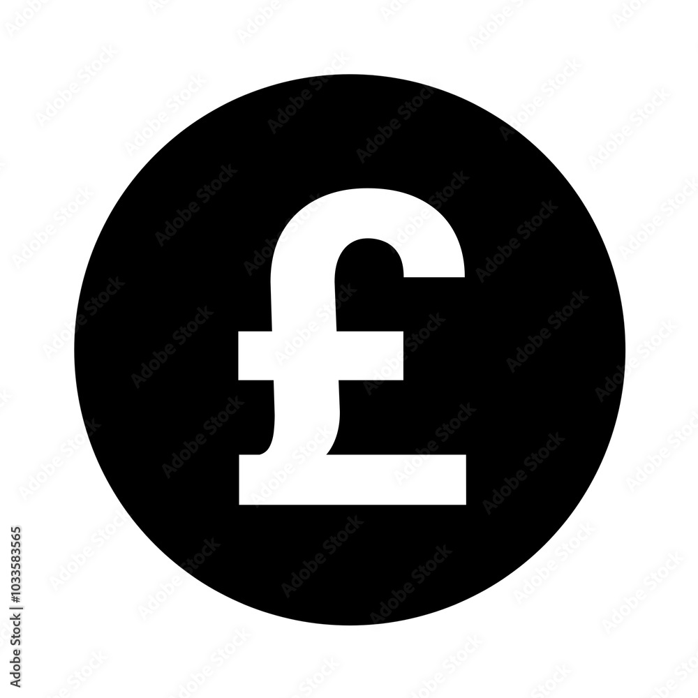 British Pound Sterling round currency symbol flat icon for apps and ...