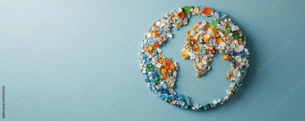 Earth-shaped artwork made entirely from plastic waste, highlighting the ...