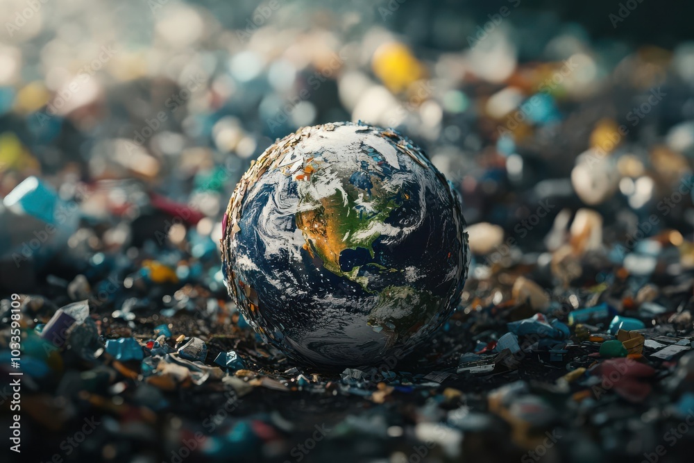 Planet Earth recreated with layers of plastic debris, visualizing the ...