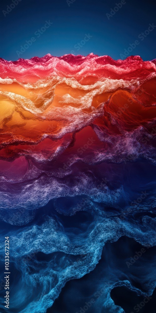 3D rendering of ocean stratification, with layers of warm water on top ...