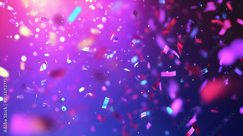 Colorful neon confetti dances through the air, set against a rich ...