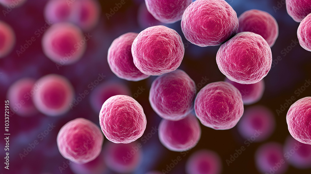 Staphylococcus aureus cluster of spherical bacteria magnified under a ...