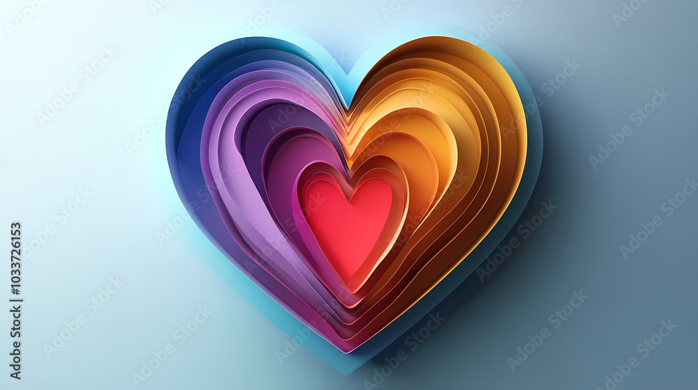 heart rainbow colors logo 3d vector papercut Stock Illustration | Adobe ...