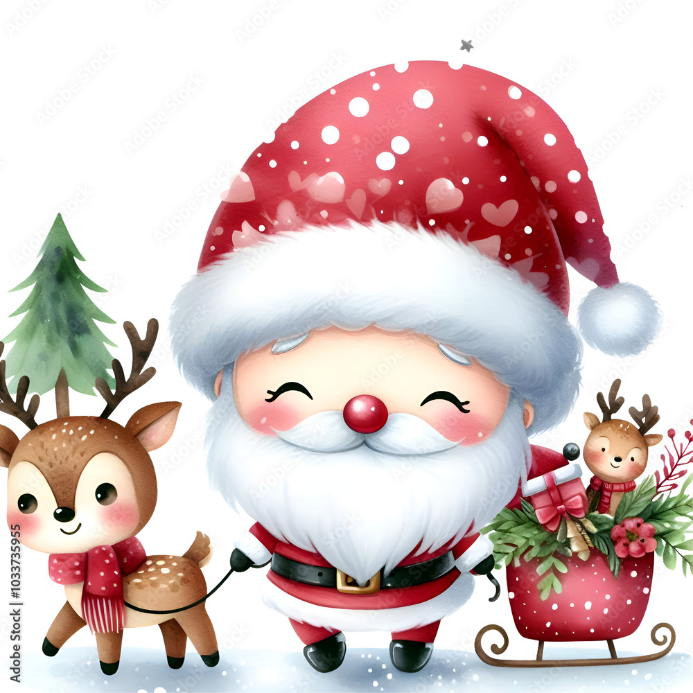 Cute Santa Clipart Santa Claus Clipart Reindeer PNG Christmas Graphics ...